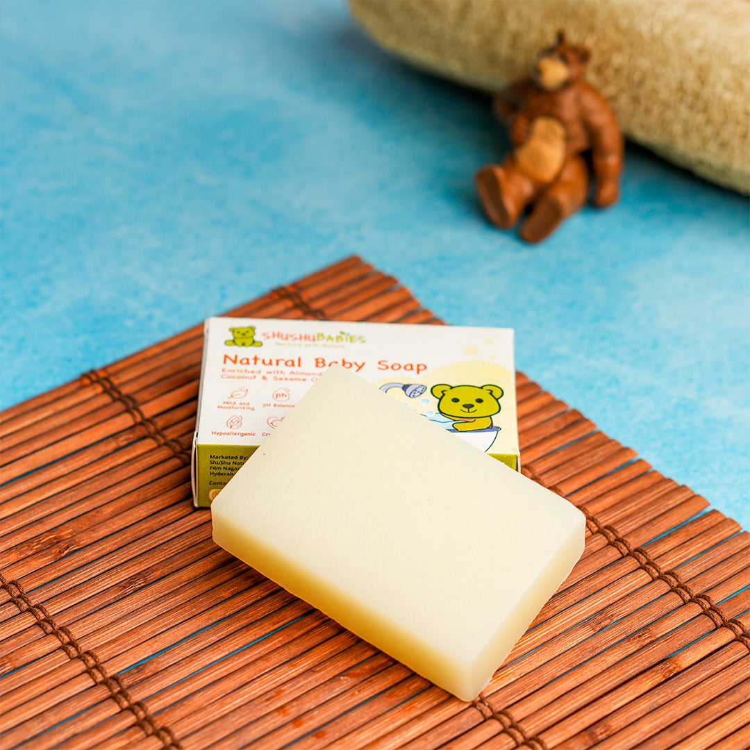 ShuShu Babies Natural Kids Soap Bar with Coconut & Almond - Gentle Car